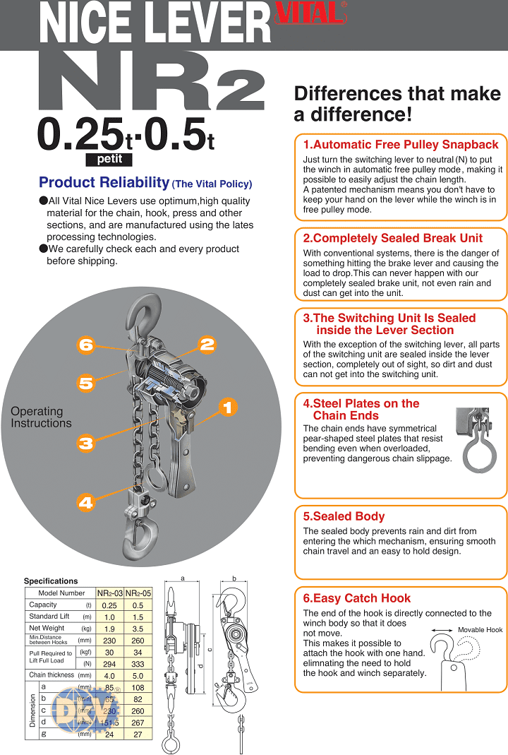 DKV VIET NAM CO.,LTD - Pa lăng xích lắc tay Vital NR2-03